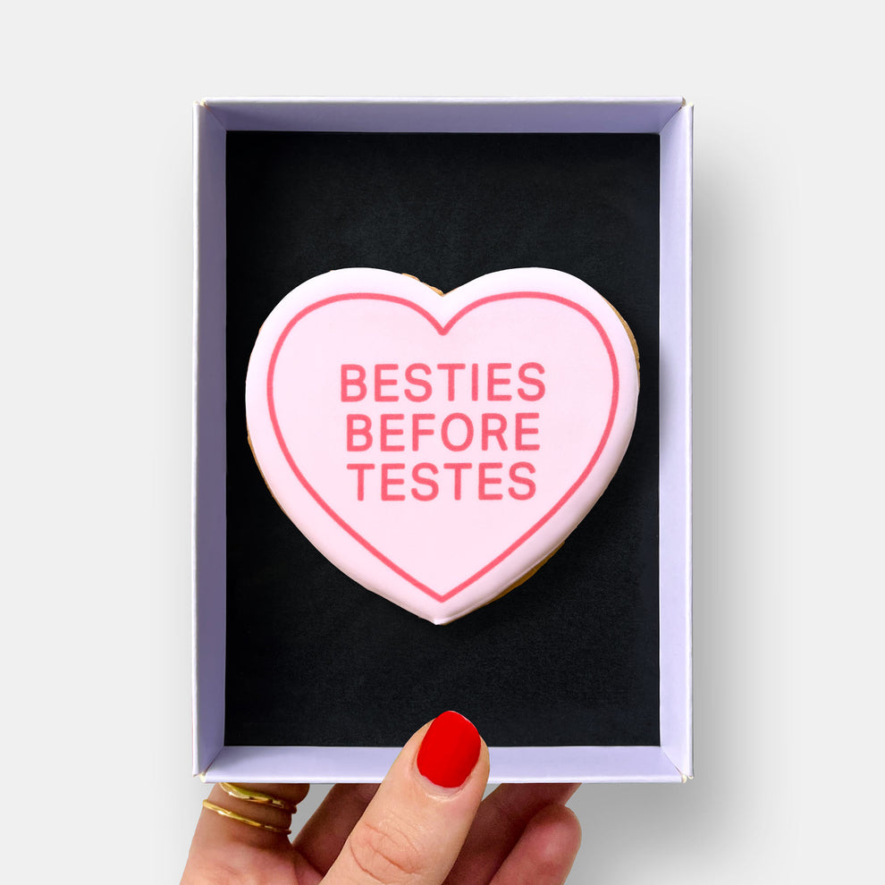 Besties Before Testes Love Heart Valentine's Letterbox Iced Cookie ...